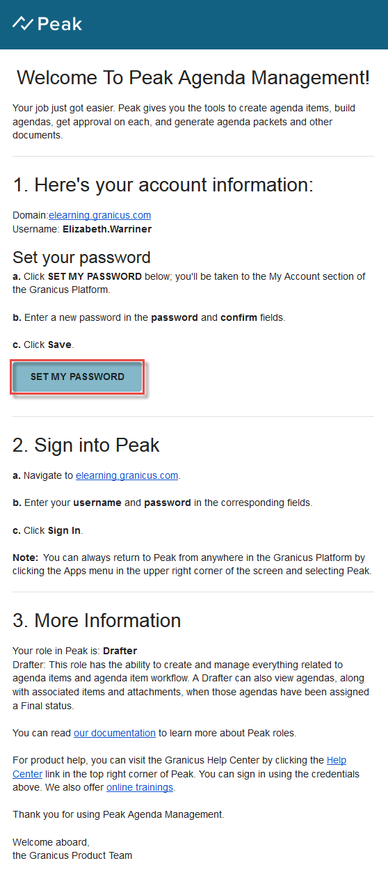 Logging in to Peak | Granicus Support