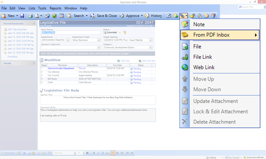 IQM2 Agendas & Minutes: Attachments Using the PDF Printer | Granicus ...