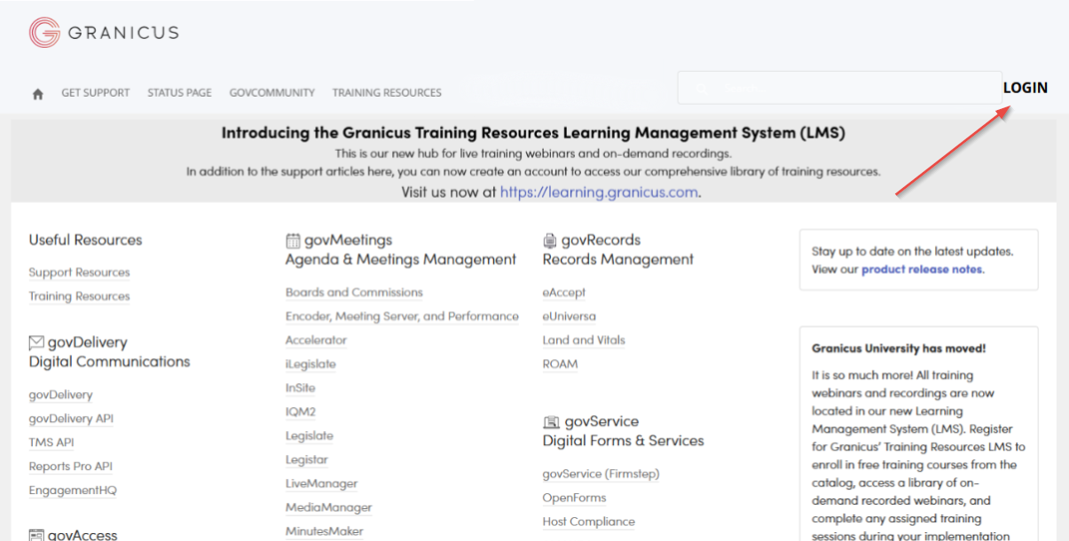 Support Portal - Logging in to Your Account | Granicus Support