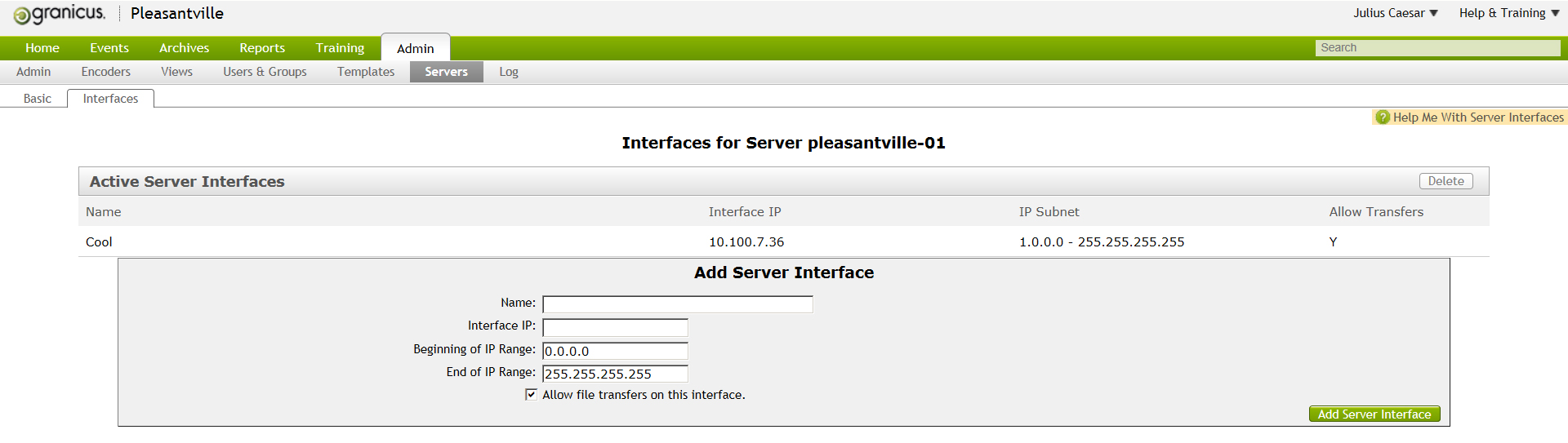Creating an Interface for Your Server | Granicus Support