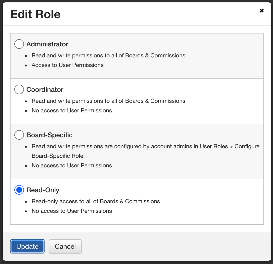 User Permissions and Roles in Boards and Commissions | Granicus Support