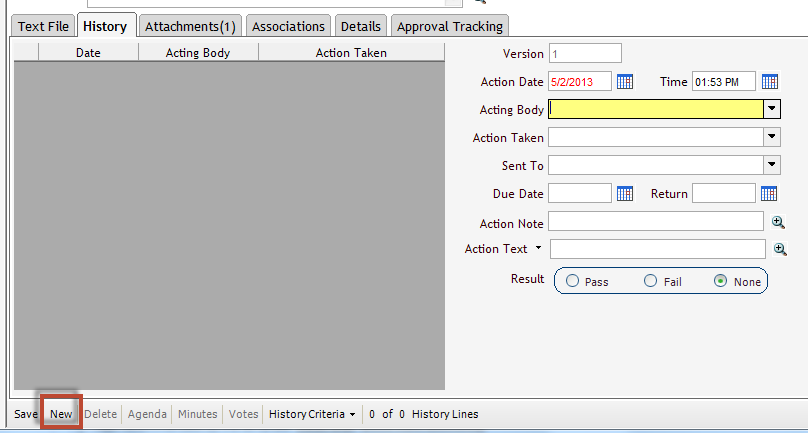 Adding New History Lines to Legislative Files | Granicus Support