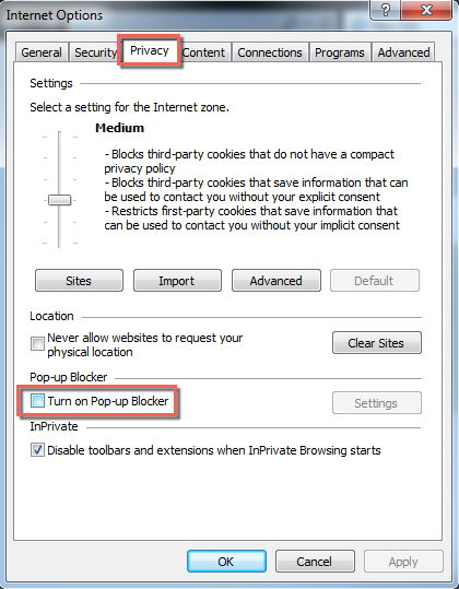 Disabling Pop-up Blocker on Internet Explorer 10 and 11 | Granicus Support