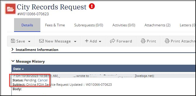Cancel Customer Message | Granicus Support