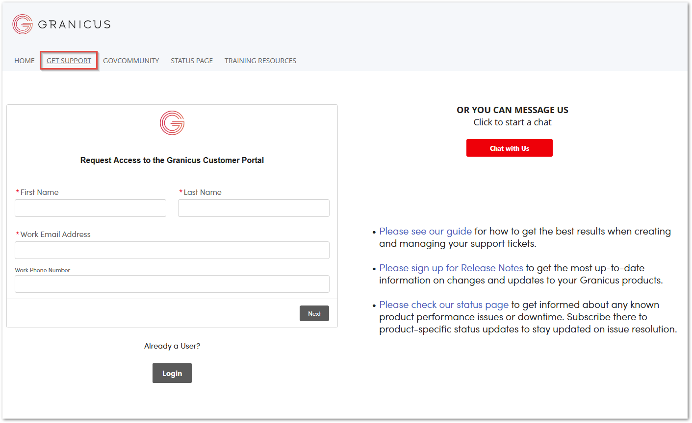 Support Portal - How to Register for an Account | Granicus Support