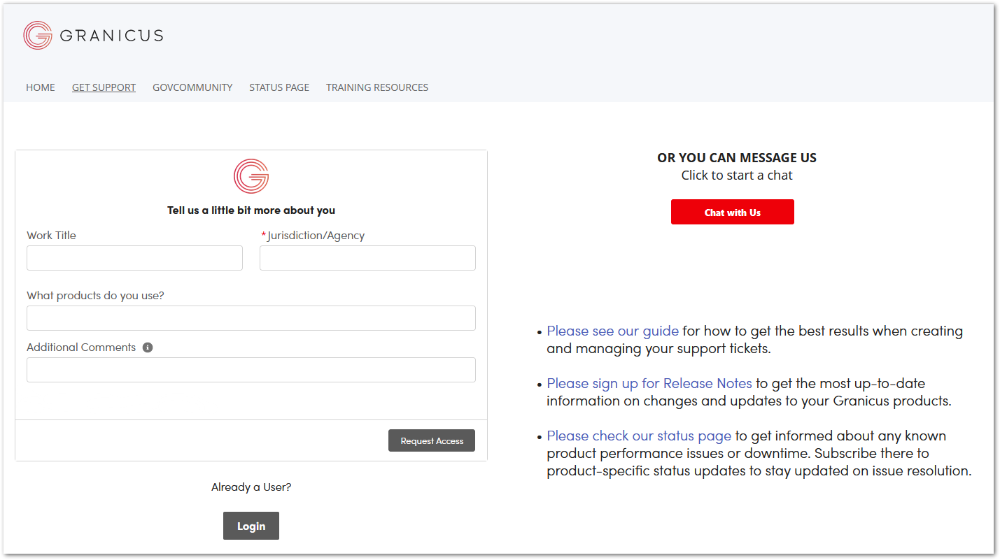 Support Portal - How to Register for an Account | Granicus Support