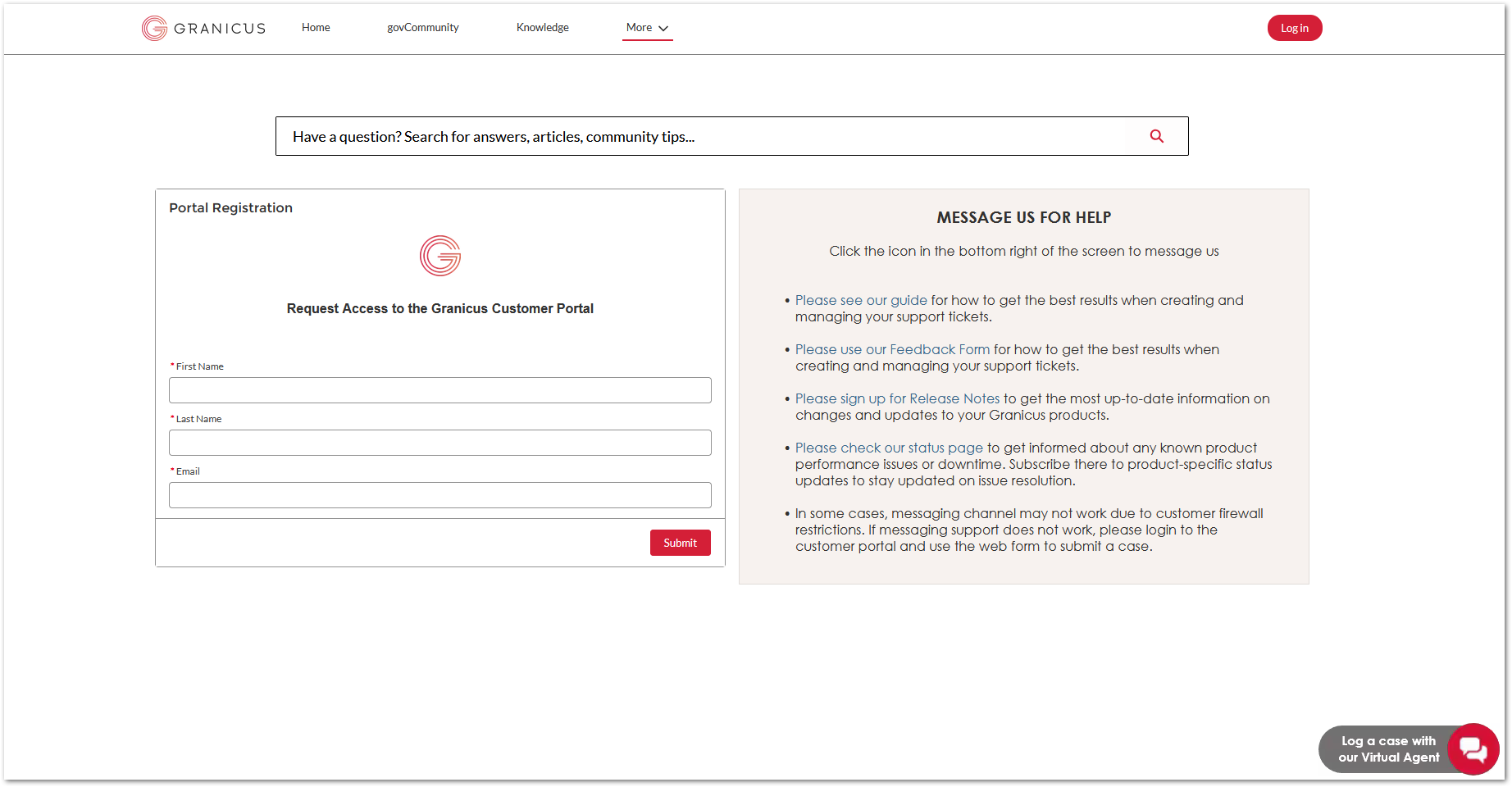 Support Portal - How to Register for an Account | Granicus Support