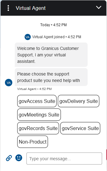 Support Portal - Using the Chat/Virtual Assistant | Granicus Support