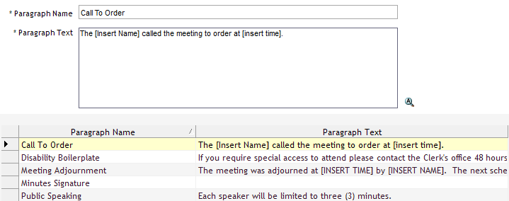Viewing and Adding Standard Paragraphs | Granicus Support