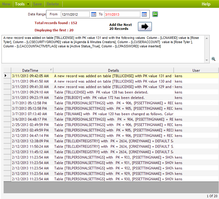 Security Log Granicus Support
