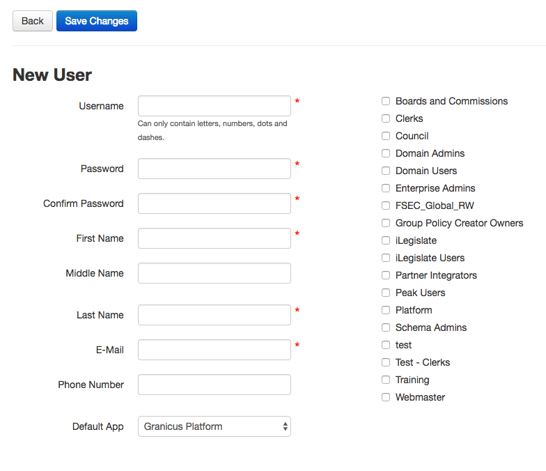 Granicus Platform: Creating a User | Granicus Support