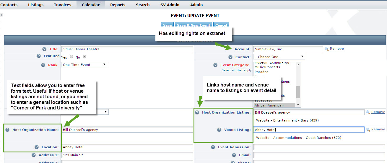 Calendar of Events: Account vs. Host vs. Venue | Granicus Support