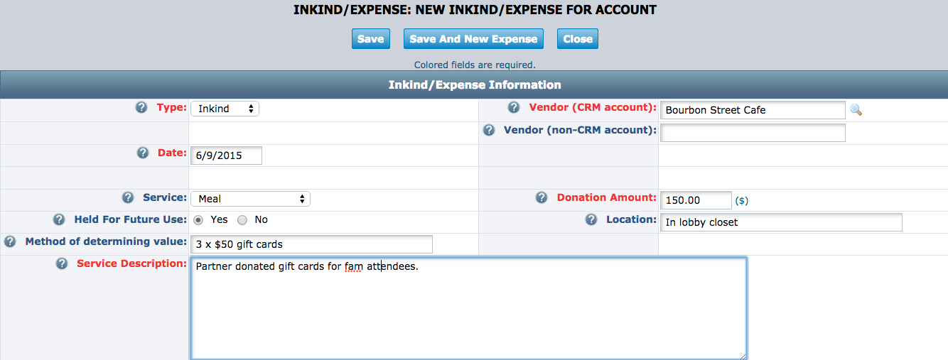 Events: In-kind/Expense | Granicus Support