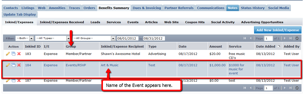 Events: In-kind/Expense | Granicus Support
