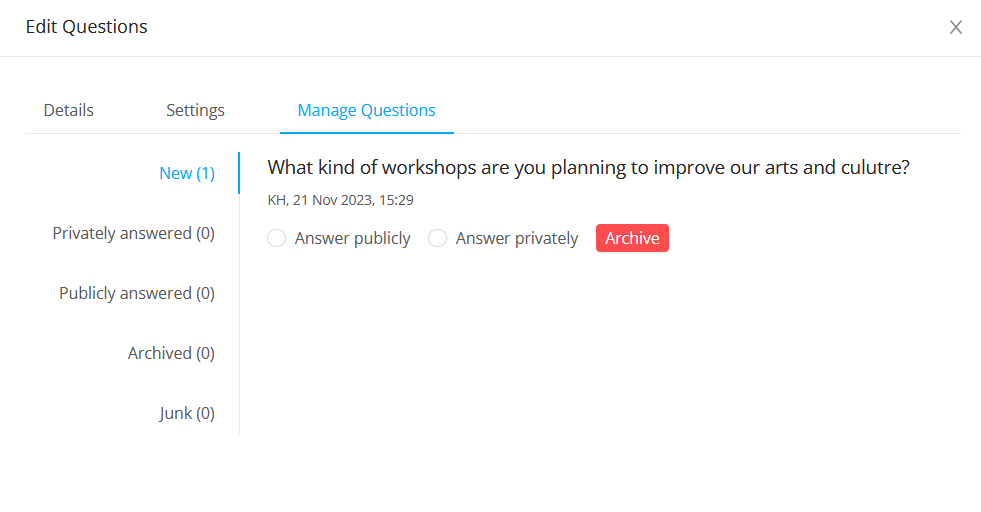 Manage Questions from the Q&A Tool | Granicus Support