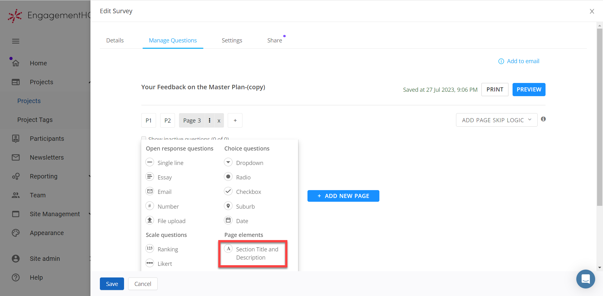 Add Sections and Multi-media to a Survey | Granicus Support