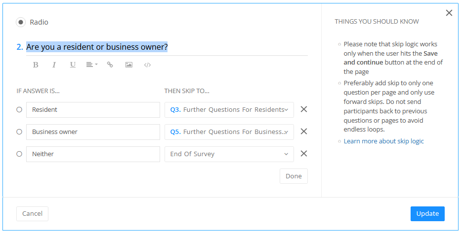 Use Skip Logic in Surveys | Granicus Support